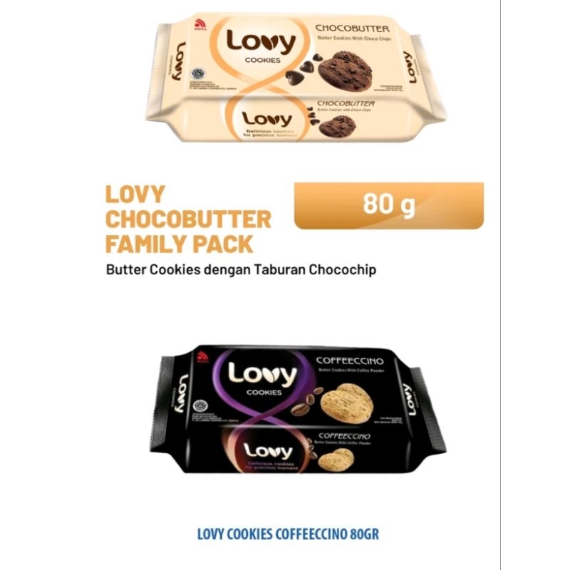 Jual Lovy cookies Family PACK Chocobutter / Coffeccino 80 gram | Shopee ...