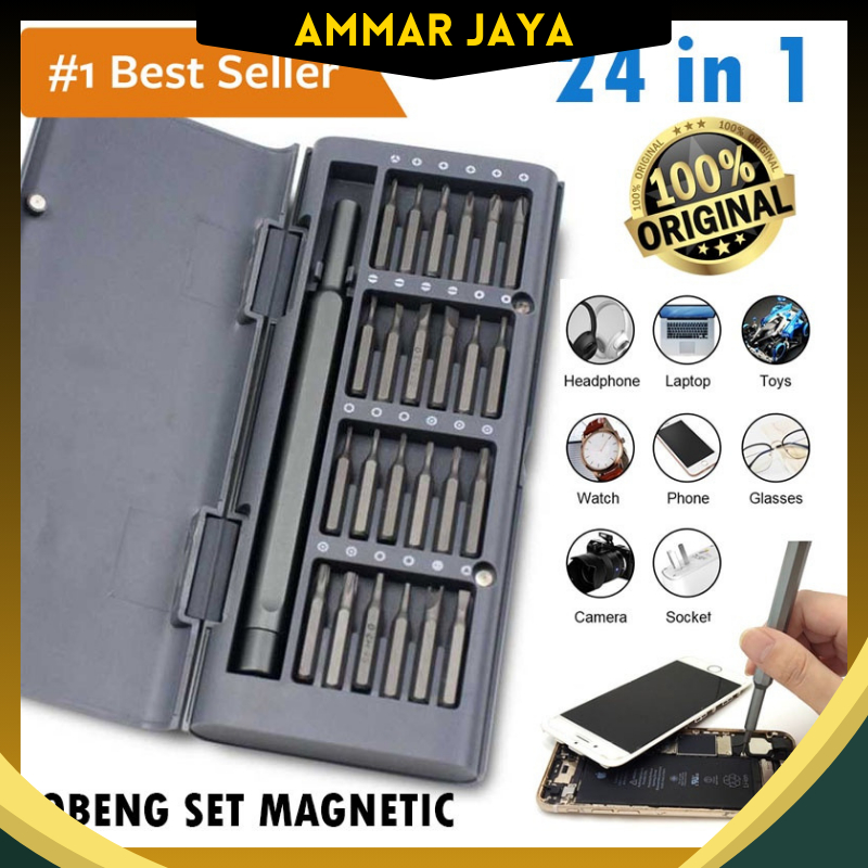 Jual Obeng Set 24In1 Obeng Magnet Multifungsi Isi 24 Obeng Servis Hp Obeng Jam Set Isi 24 ...