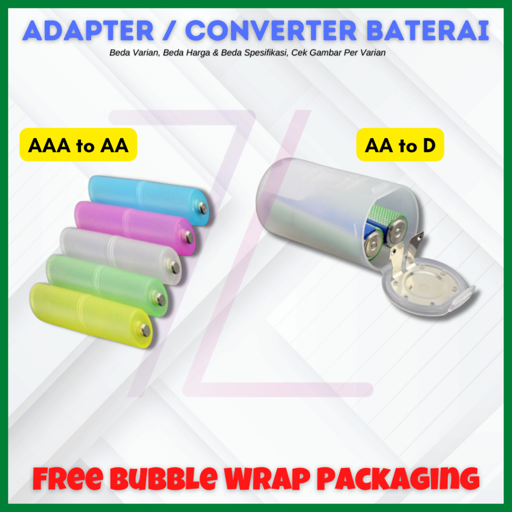 Jual Adapter / Converter / Konverter Baterai AAA to AA / AA to D ...
