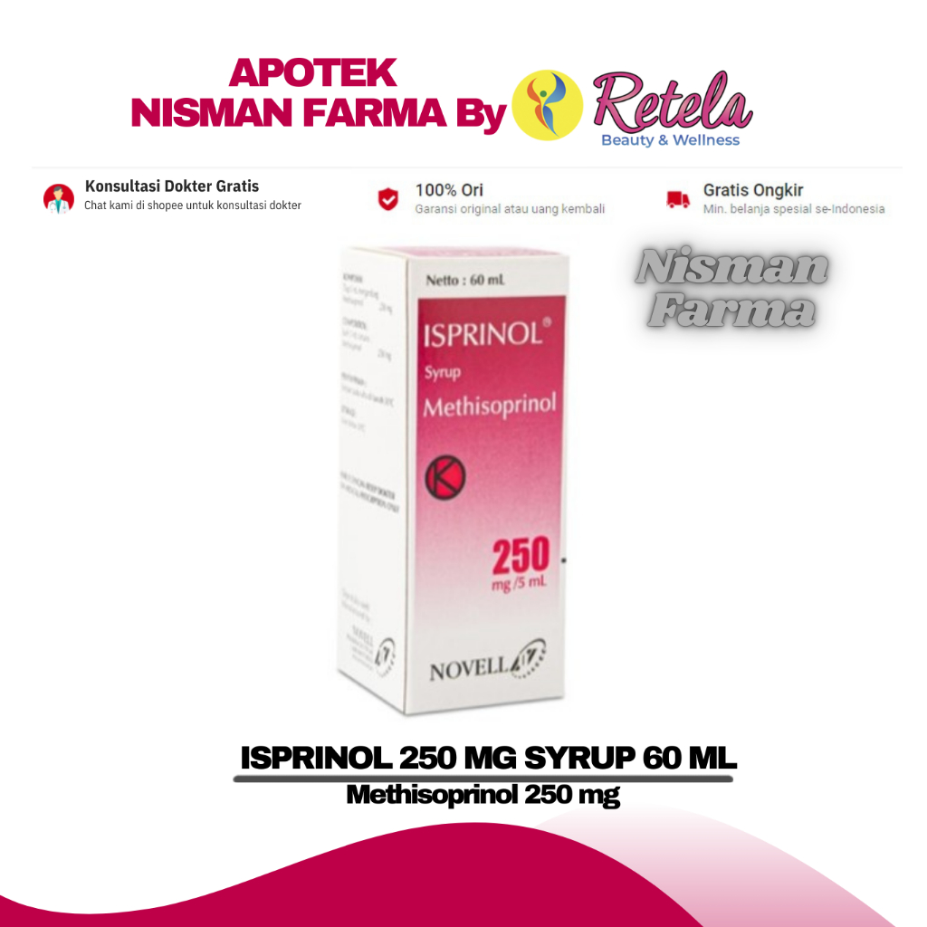 Jual ISPRINOL 250MG SYRUP 60ML ( Methisoprinol 250 mg ) | Shopee Indonesia