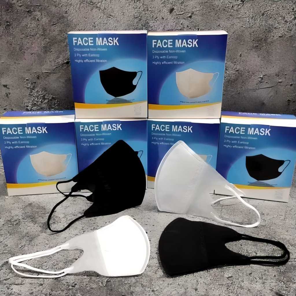 Jual [ZS21] Masker Duckbill 3Ply Facemask Isi 50 Pcs Hitam Putih ...