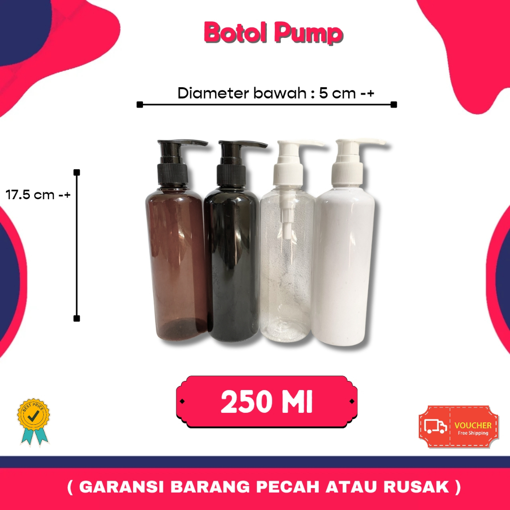 Jual Botol BR Pet Pump Lotion 250ml | Botol Sabun Kosmetik Skincare 250 Ml | Shopee Indonesia