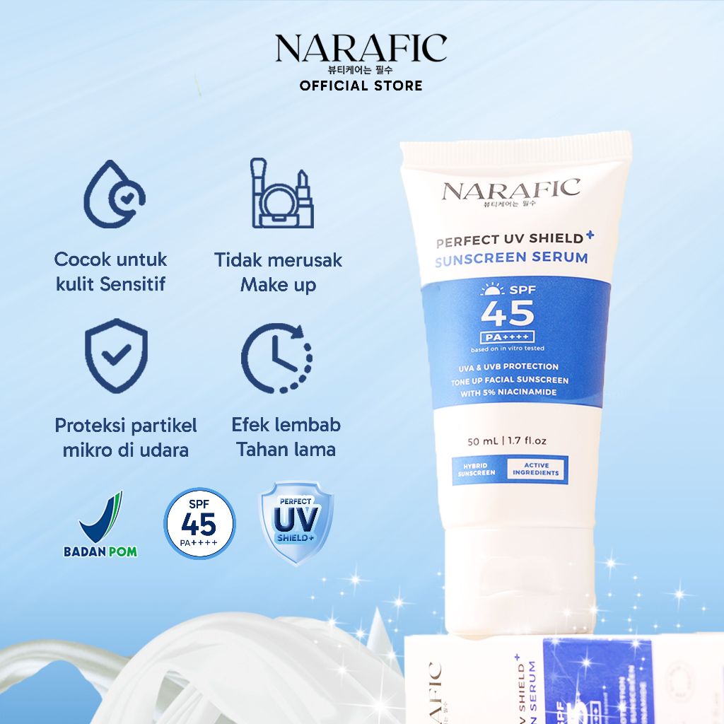 Jual NARAFIC - Sunscreen Serum SPF 45 PA++++, Perfect UV Shield+ (50 mL ...