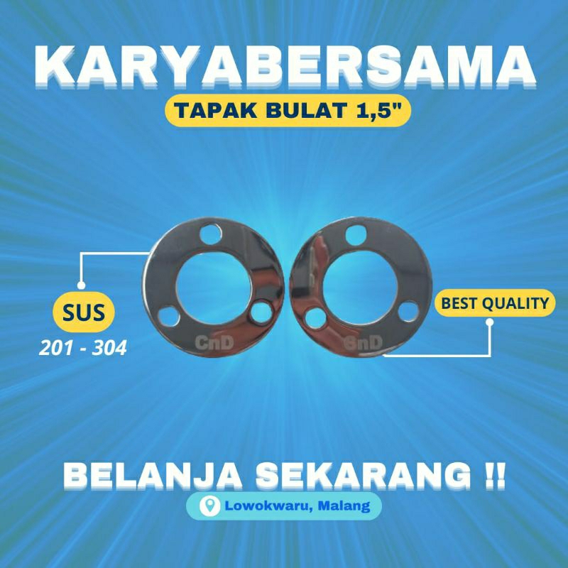 Jual Tapak plendes baseplate bulat 1,5" SS 201 Tiang railing tangga ...