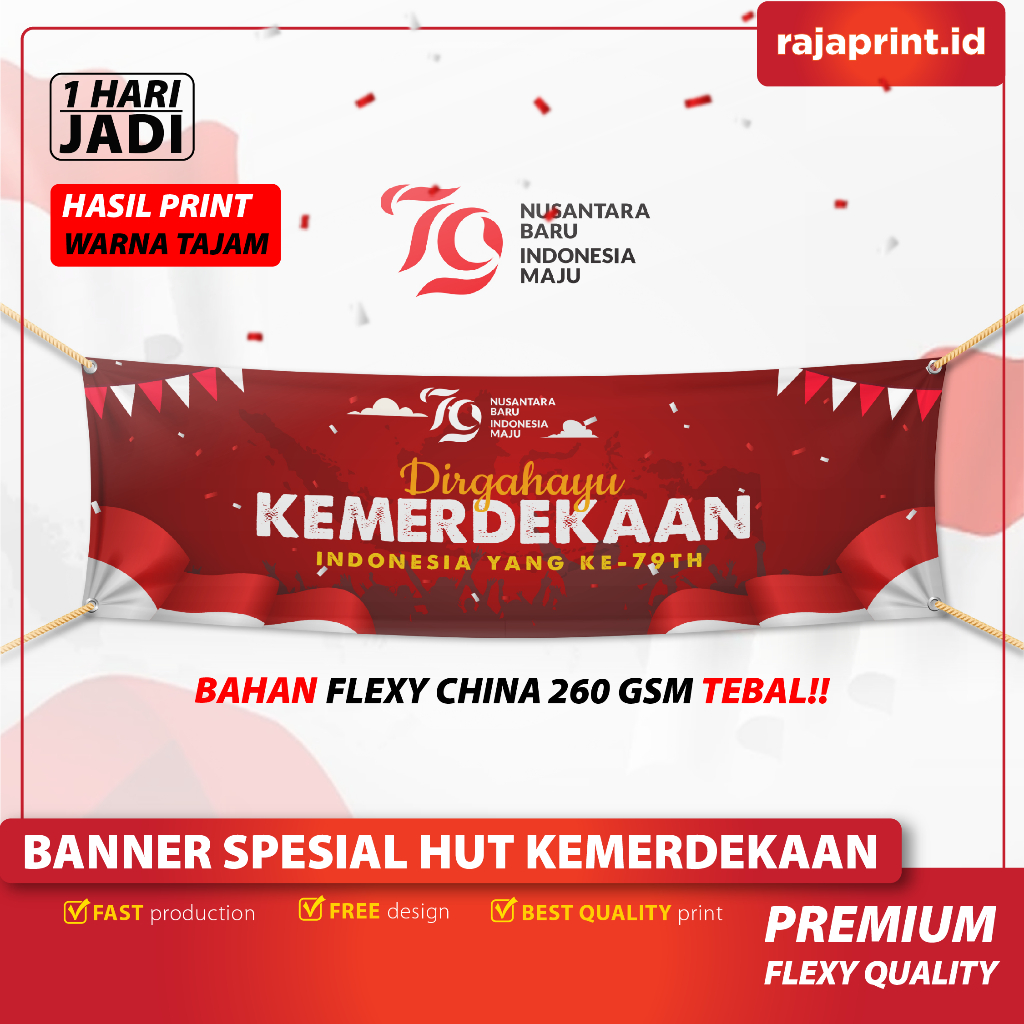 Jual CETAK SPANDUK HUT RI ke 79 BANNER DIRGAHAYU KEMERDEKAAN BACKDROP ...