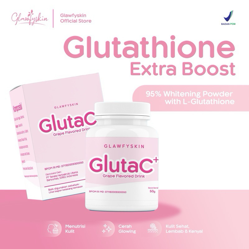 Jual Glutathione Extra Boost Gluta C+ Glawfyskin | 95% Whitening Powder ...