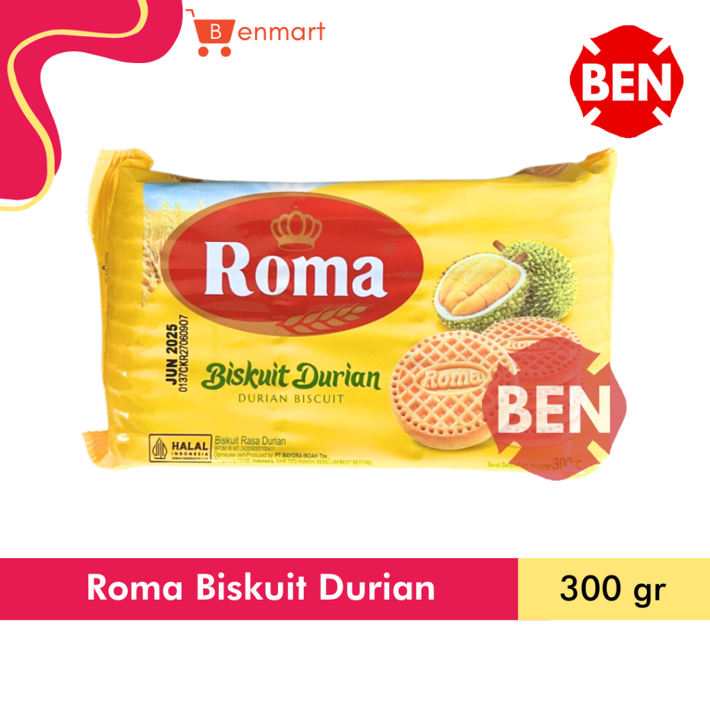 Jual Roma Biskuit Durian 300g 300gr 300 gram Durian Biscuit Kuning ...