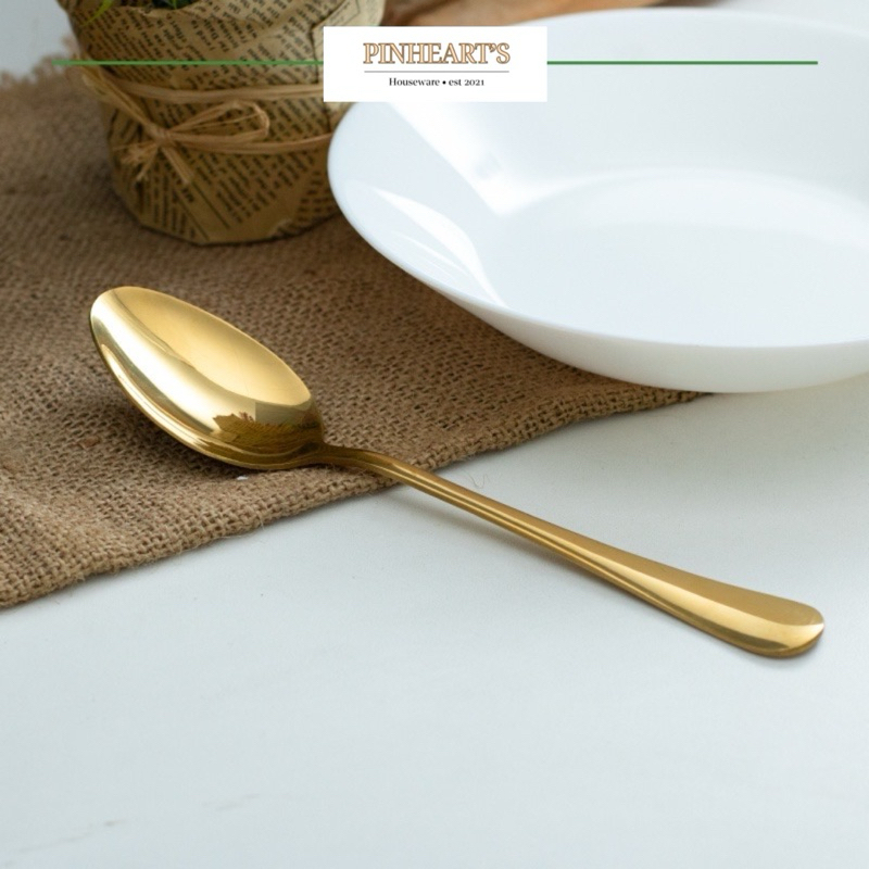 Jual SENDOK GARPU MAKAN EMAS STAINLESS STEEL GOLD GANOM 40GRAM TEBAL ...