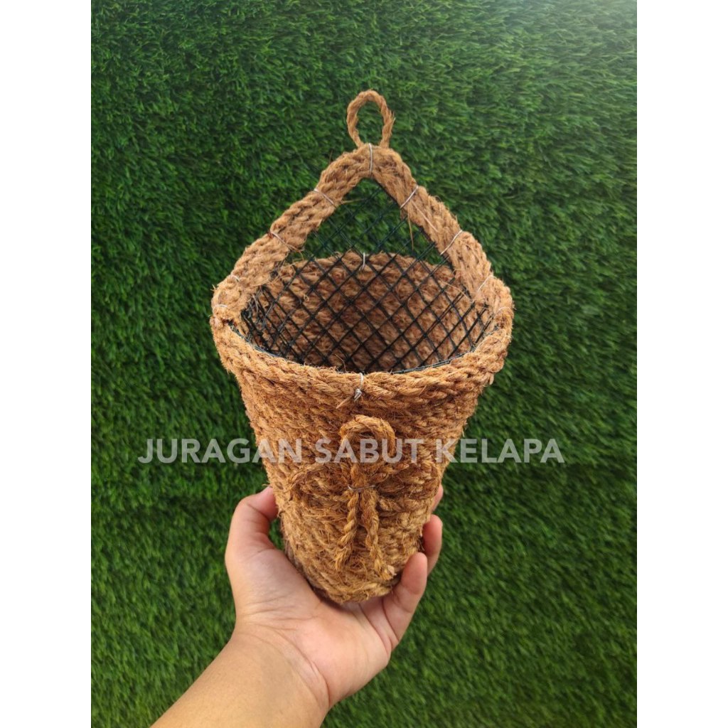 Jual Pot Tali Pot Sabut Kelapa Jalin 17 cm Pot Serabut Kelapa unik ...