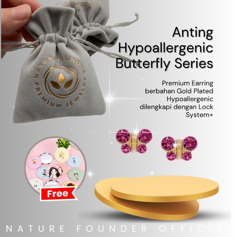 Jual Anting Hypoallergenic (Butterfly Series)/ anting bayi/ anting anak ...