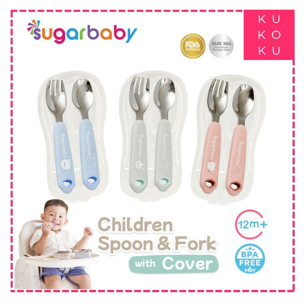Jual Sugar Baby Children Spoon and Fork With Plastic Case - Sendok ...