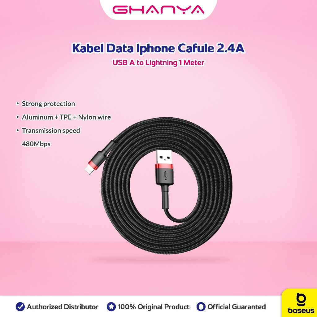 Jual BASEUS ORIGINAL Kabel Data Iphone Cafule 2.4A 1M 100cm Lightning ...