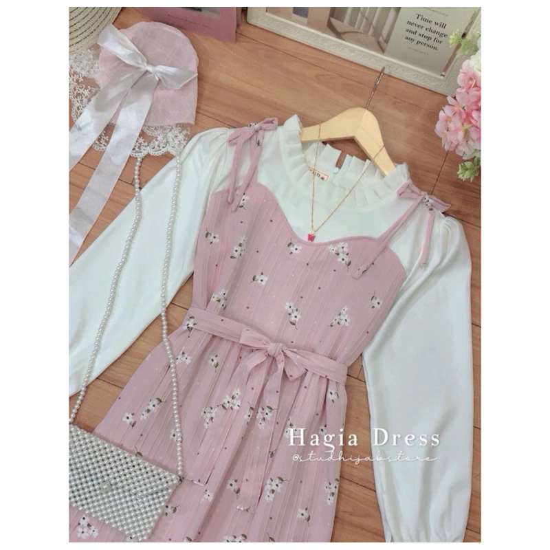 Jual Hagia Overall Dress bunga korean style | Shopee Indonesia