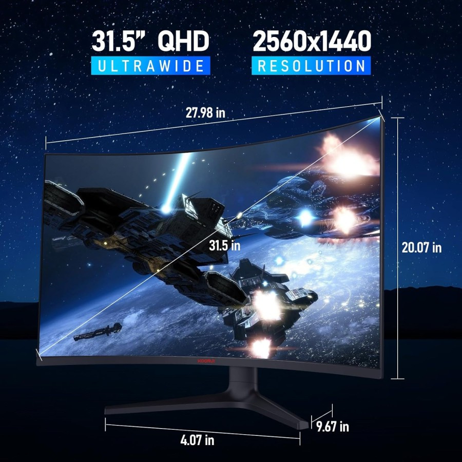 Jual KOORUI 32 inch Curved Gaming Monitor QHD 2K 170Hz 1500R 1ms - GA01 | Shopee Indonesia
