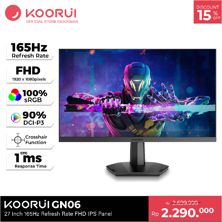 Jual KOORUI 27 inch FHD GAMING MONITOR 165Hz 1ms IPS PANEL GN06 - 27inches | Shopee Indonesia