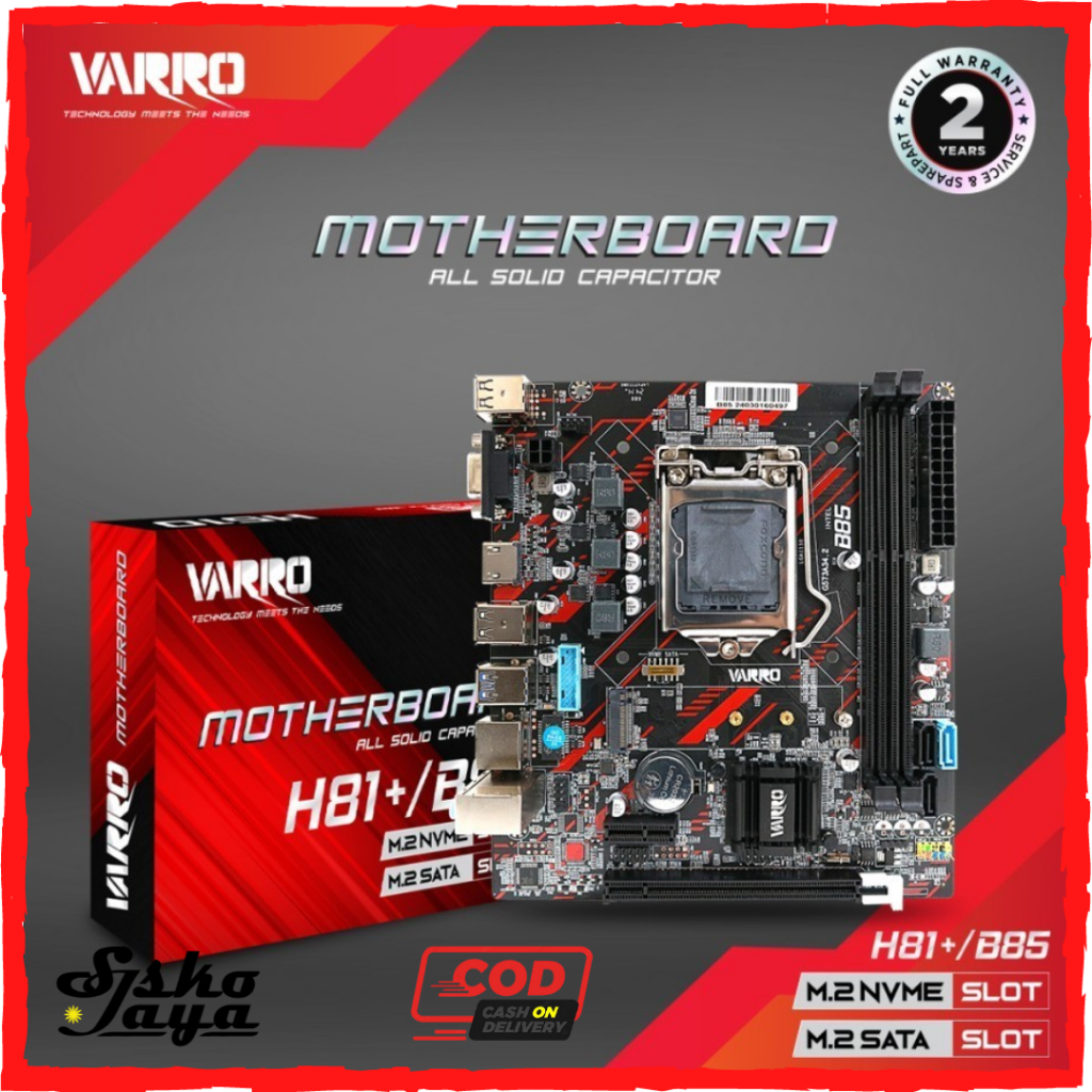 Jual MOTHERBOARD VARRO H81+/B85 LGA 1150 USB 3.0 SUPPORT M.2 SATA & NVME | Shopee Indonesia