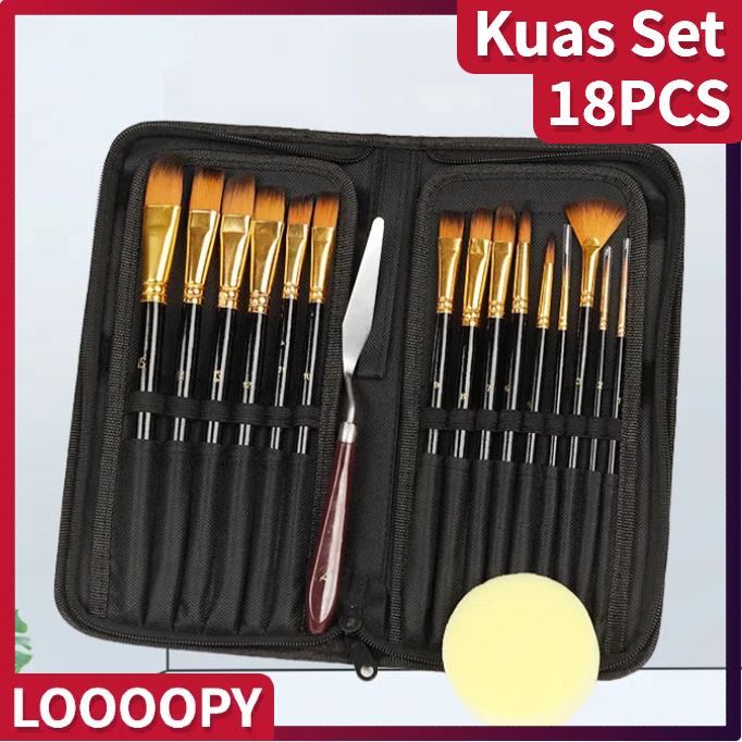Jual LOOOOPY Art Brush Set Kuas Lukis BRS-12 SET Kuas Alat Lukis Set ...