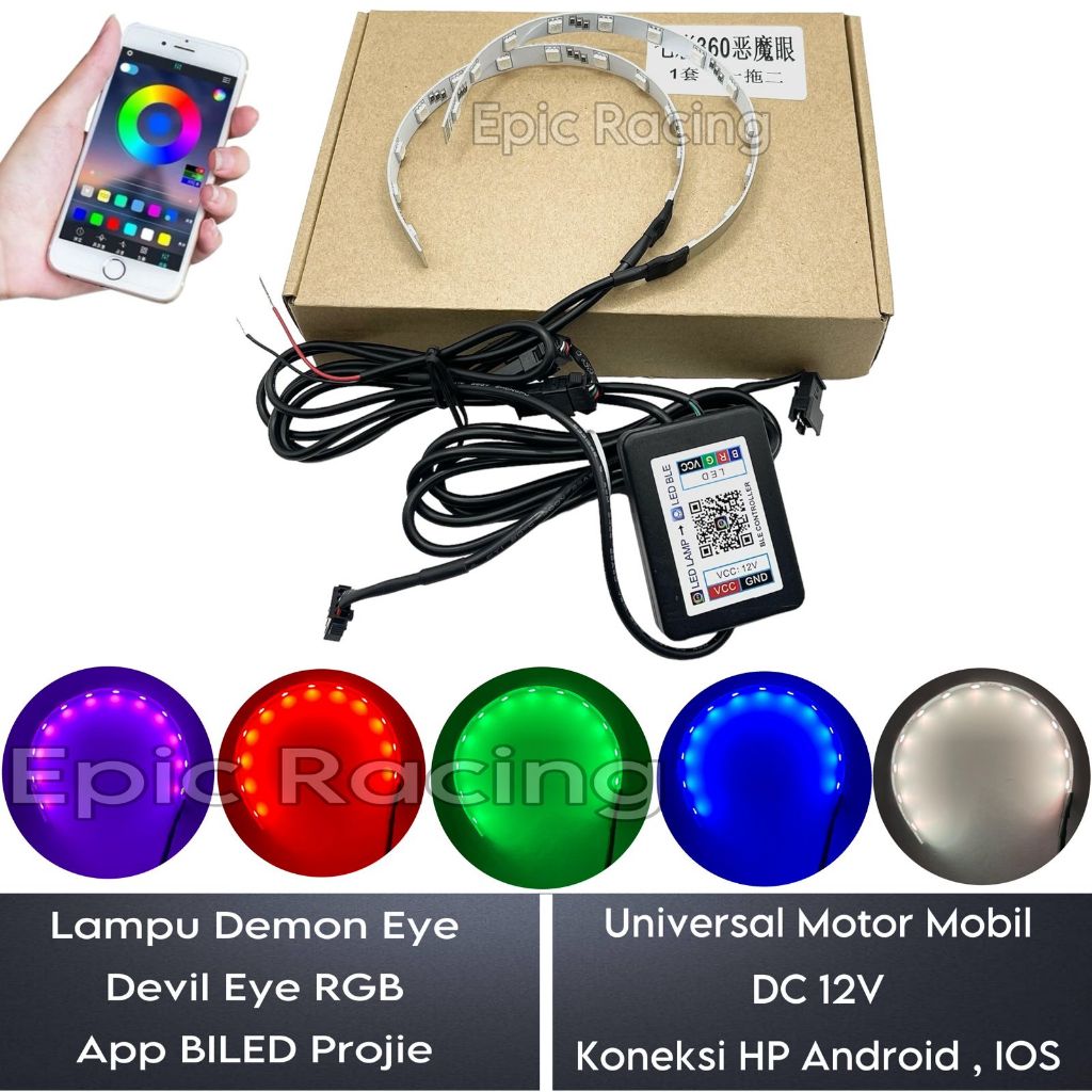 Jual Lampu Demon Eyes Devil Eyes RGB App BILED Projie Motor Mobil ...