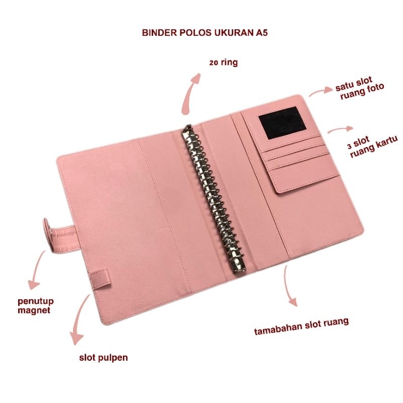 Jual Mini walet Binder Polos Eksklusif A5 20 Ring Agenda A5 Polos 20 ...