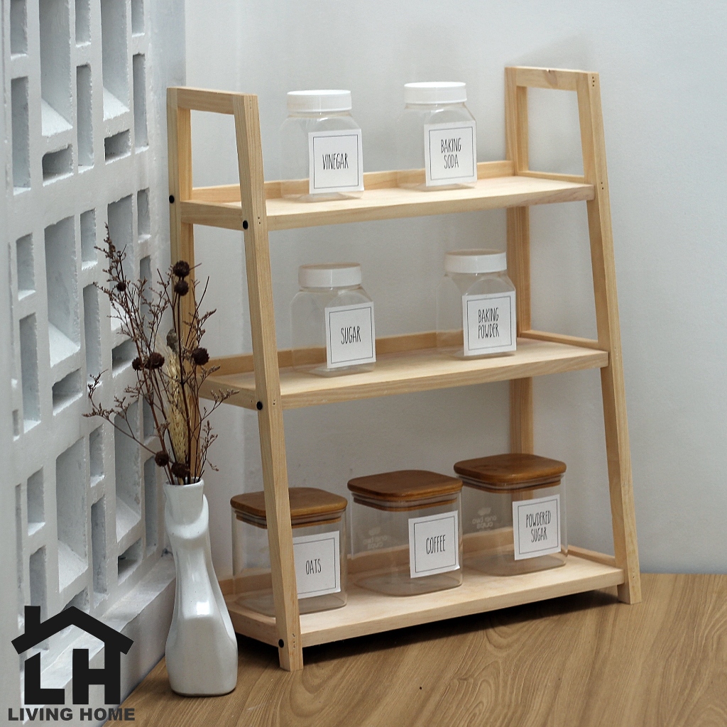 Jual LH - Rak Susun 3 Tingkat Besar Ambalan Kayu Pinus Natural ...