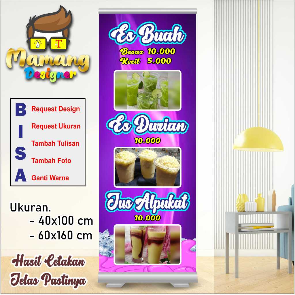 Jual MMT Spanduk Banner Jualan Es Buah Es Durian Jus Alpukat Design ...