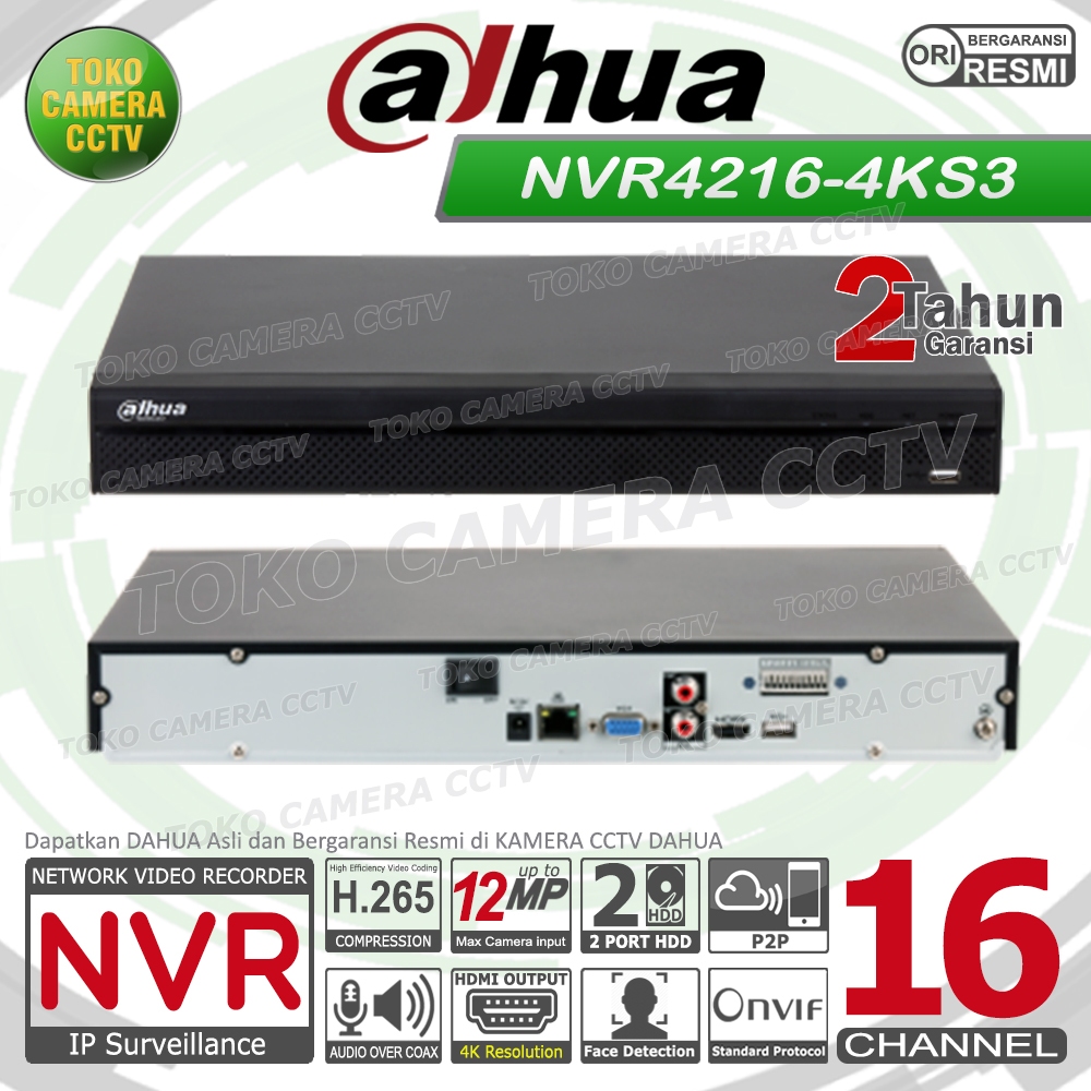Jual NVR DAHUA 16 CHANNEL DHI-NVR4216-4KS3 NVR 16CH IP CAMERA 12MP 2HDD ...