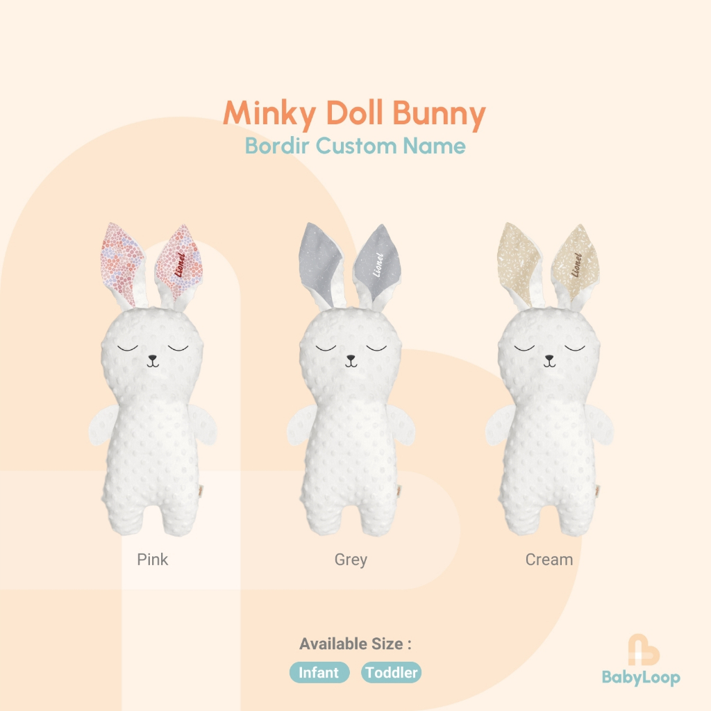 Jual Boneka Anak - Minky Doll Bunny Bordir - Baby Loop | Shopee Indonesia