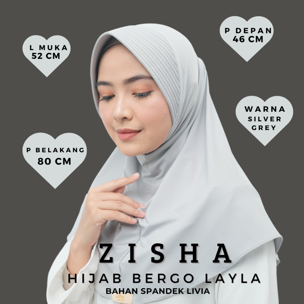 Jual hijab bergo layla warna silver grey | kerudung ZISHA Hijab Bergo | Krudung Bergo ...