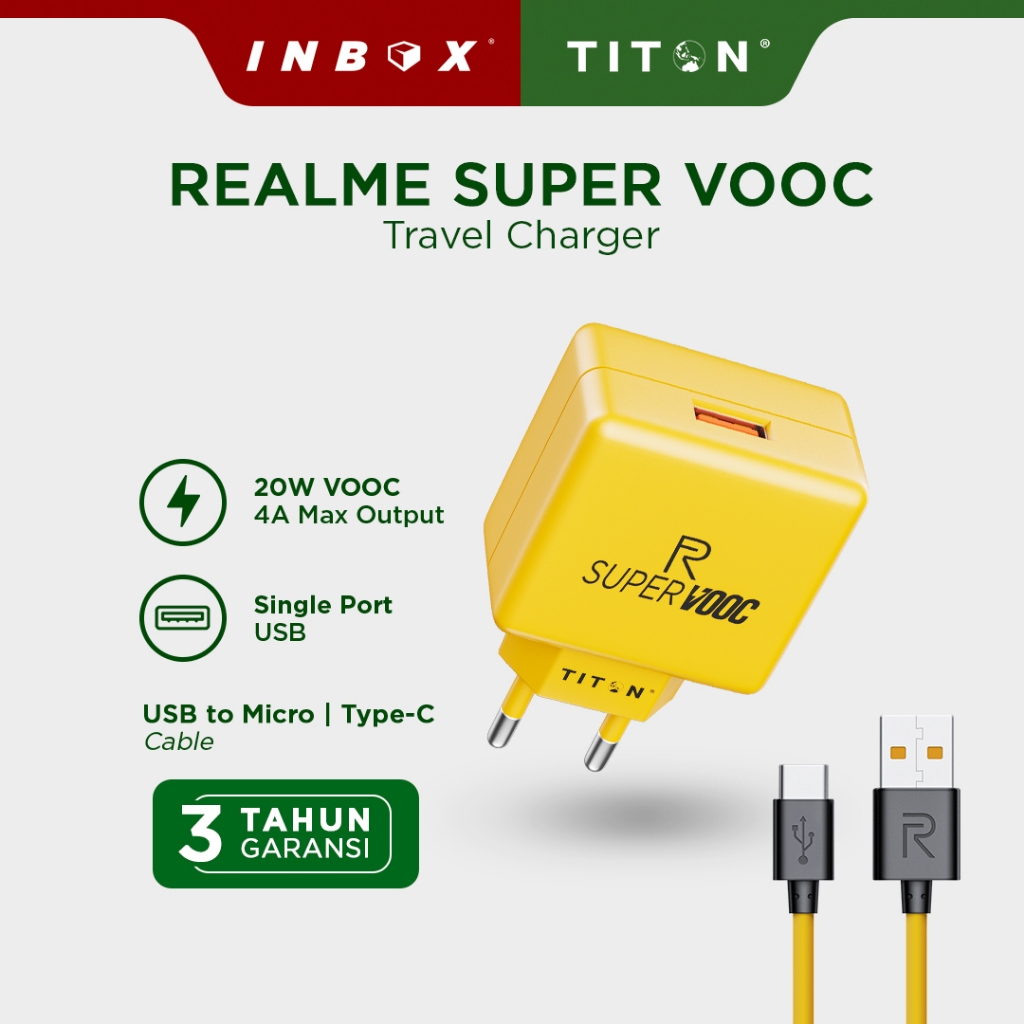 Jual Travel Charger | Adaptor Titon Original untuk HP Realme Super VOOC ...