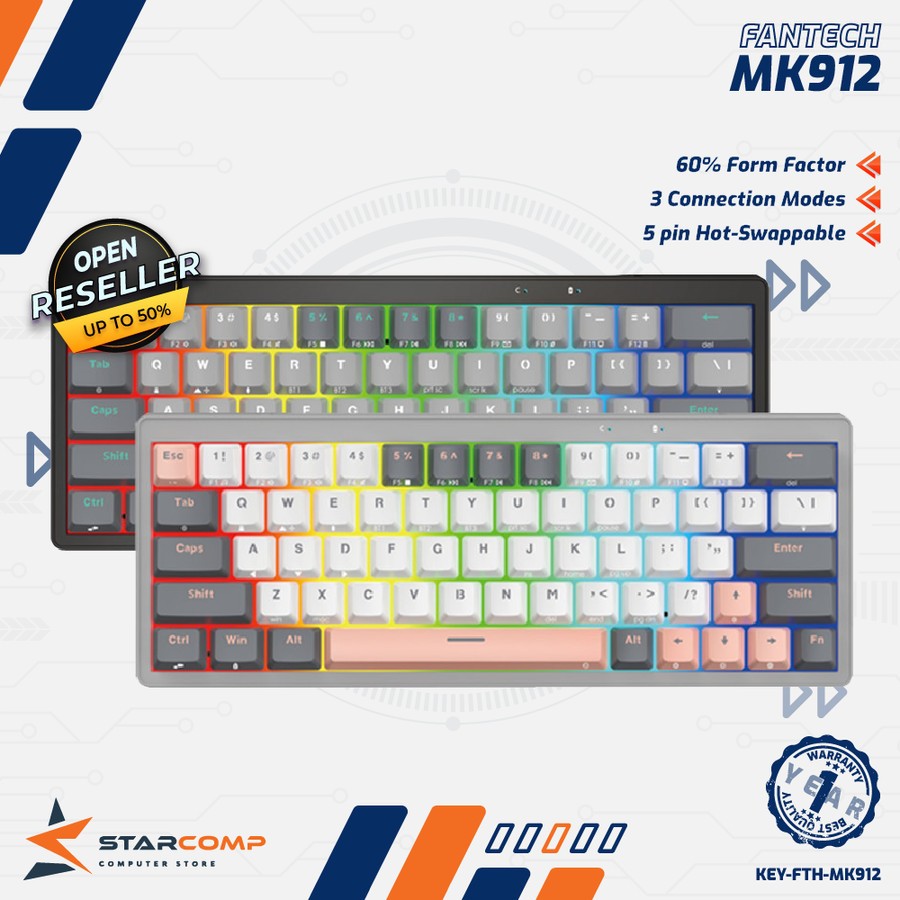 Jual Keyboard Gaming Wireless Fantech ATOM PRO Series MK912 Hotswapable ...