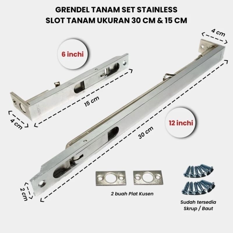 Jual grendel tanam slot kunci pintu tanam 1 set (1 pasang / 2pcs) kunci ...