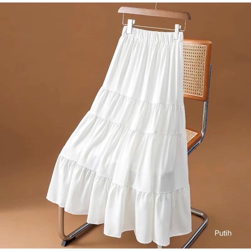 Jual rok susun empat / rok rampel susun 4 / long skirt Korean style ...