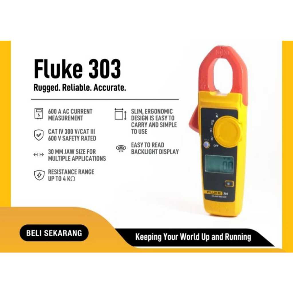 Jual FLUKE 303 600A AC Current Measurement Clamp Meter Original Plus ...