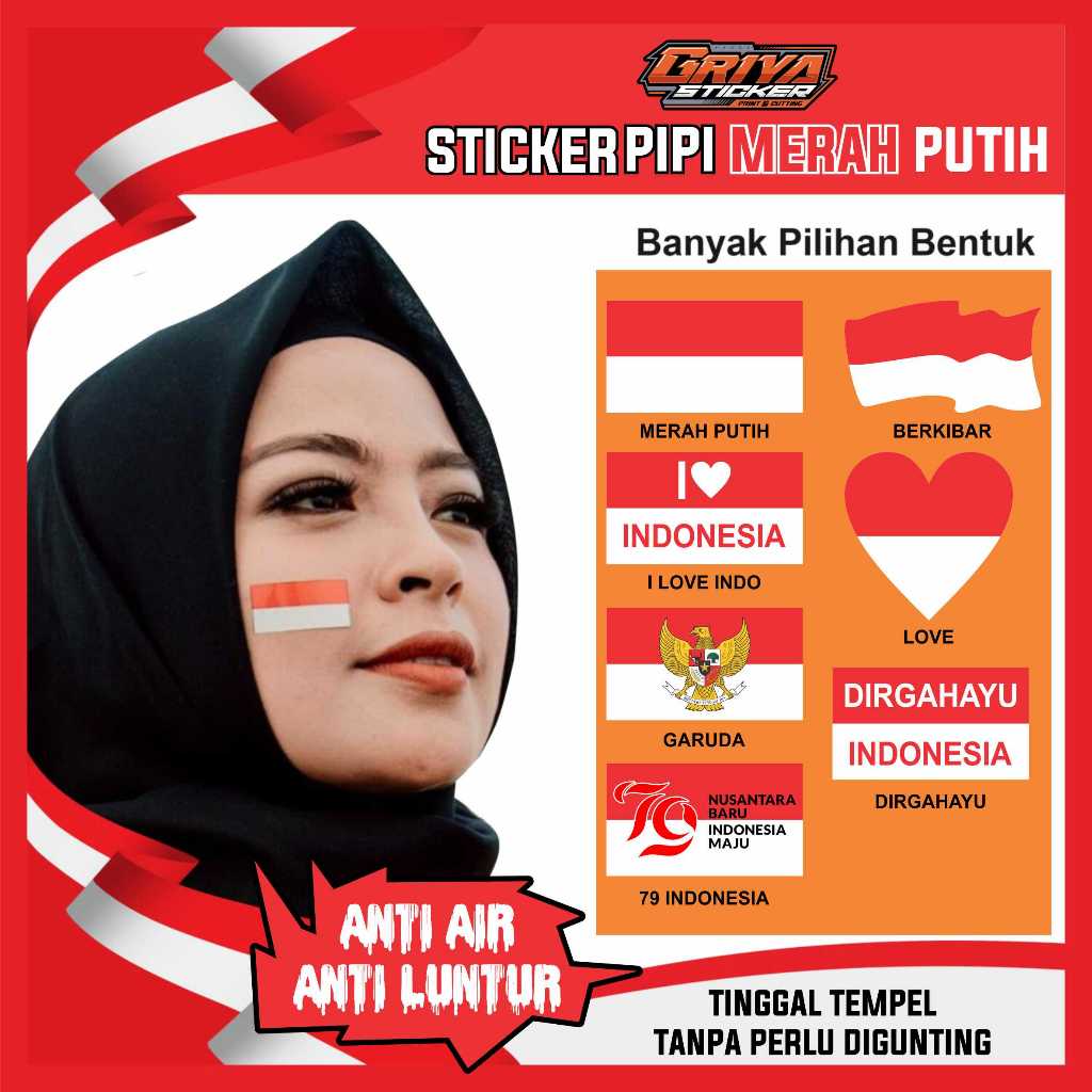 Jual Stiker Pipi Bendera Indonesia / Sticker Merah Putih / Sticker ...