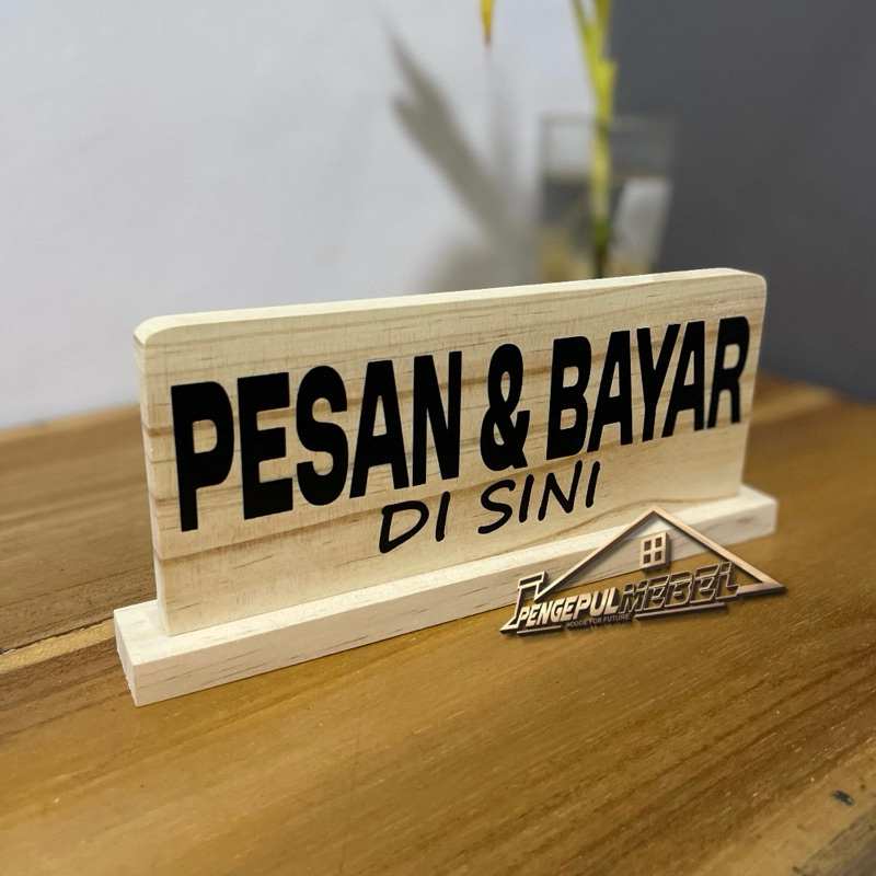 Jual Papan Penanda PESAN & BAYAR DI SINI Duduk Minimalis Aestetik ...