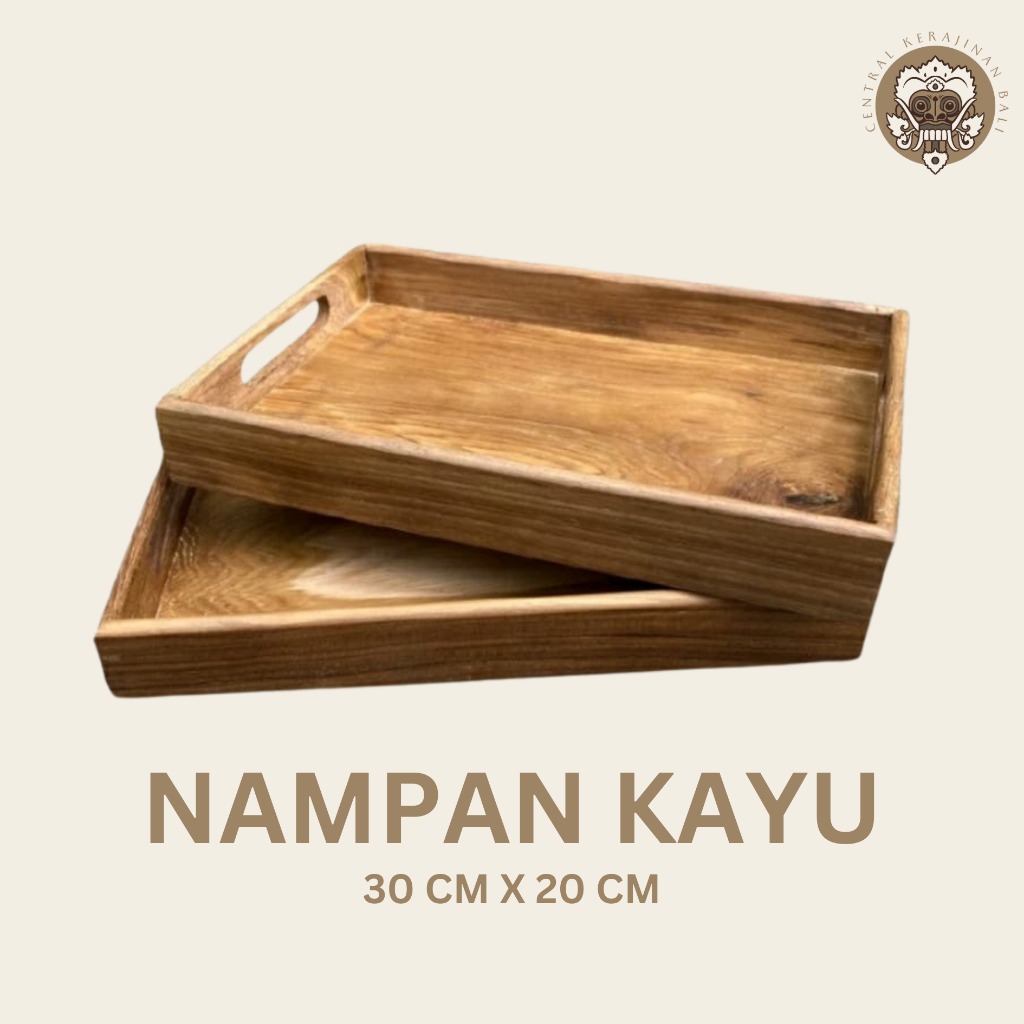 Jual Nampan Kayu Jati Ukuran 30 x 20 cm/Nampan Kayu/Piring Kayu/Wadah ...
