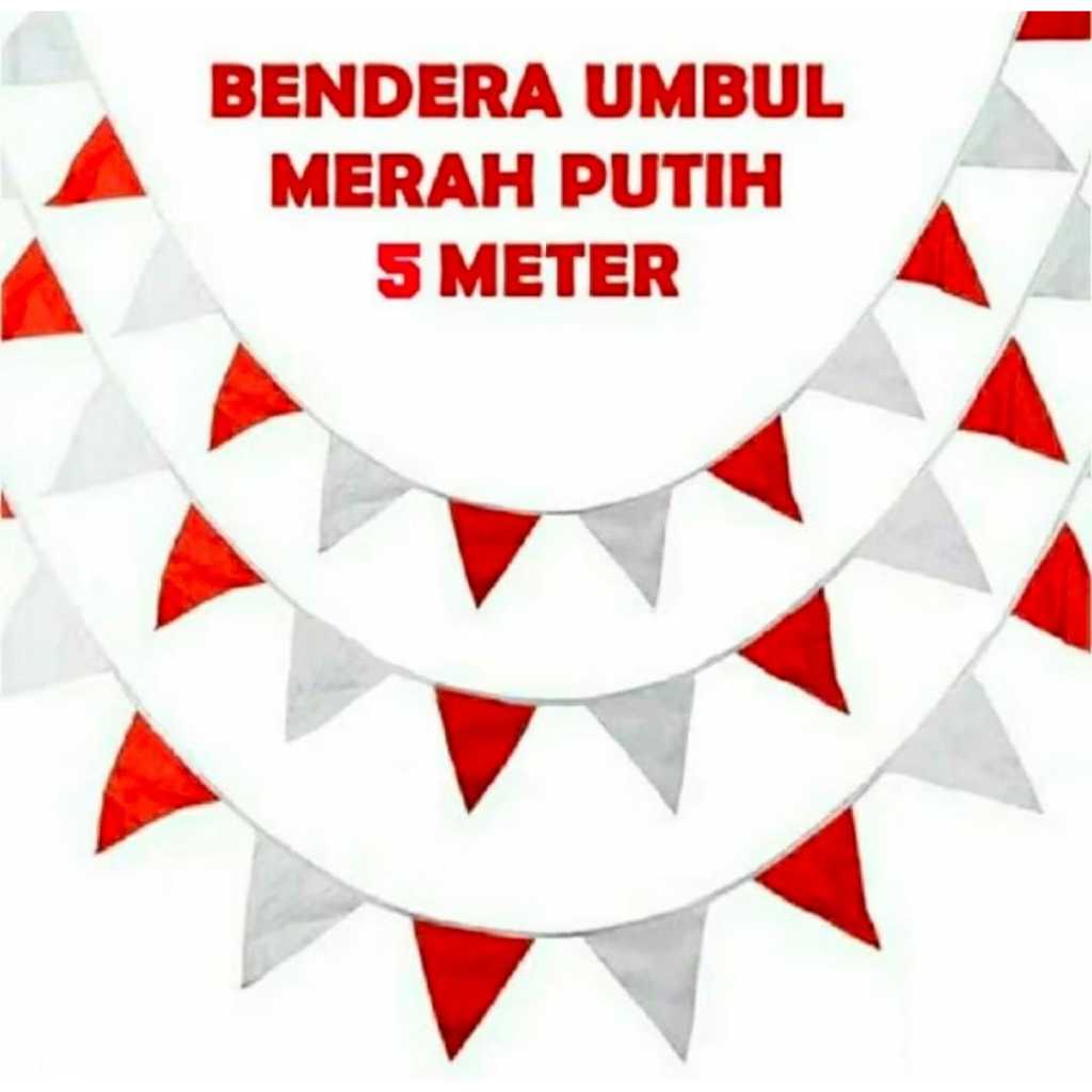 Jual Bendera Segitiga Renteng Merah Putih 5 Meter Bahan Kain | Shopee Indonesia