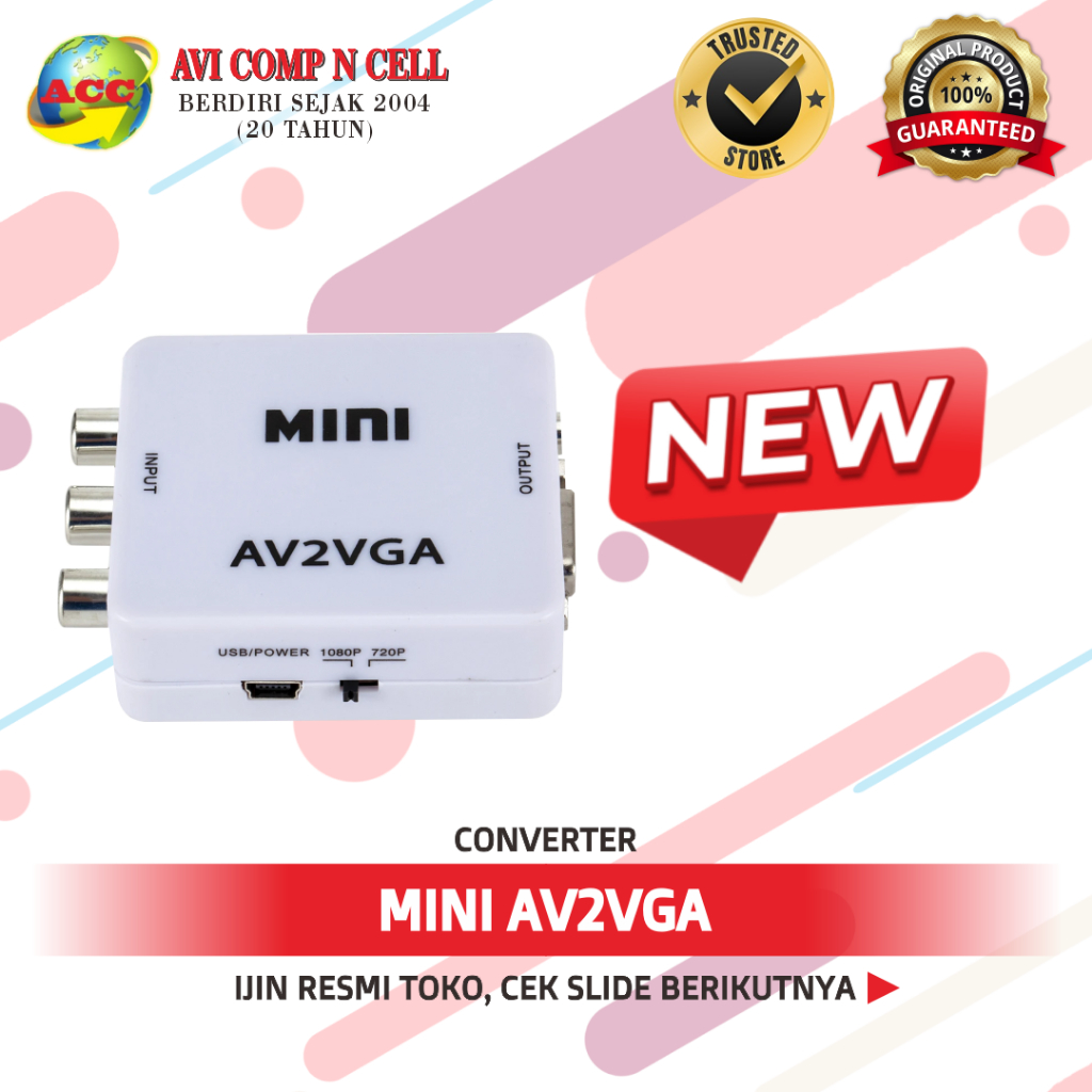 Jual MINI CONVERTER AV2VGA Female AV (INPUT) to Female VGA (OUTPUT ...