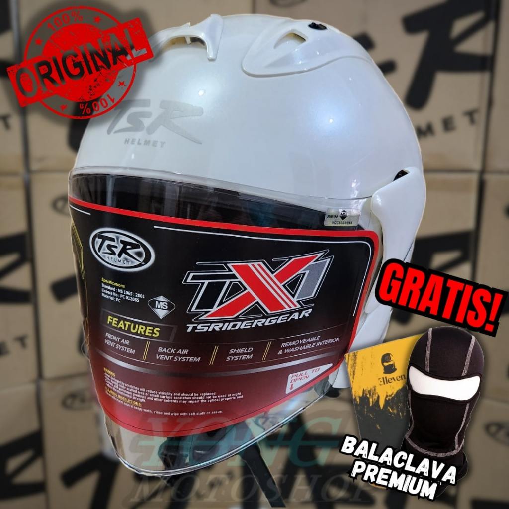 Jual Helm TSR TX1 Putih Glass White Original Half Face TSR Helmet TSR ...