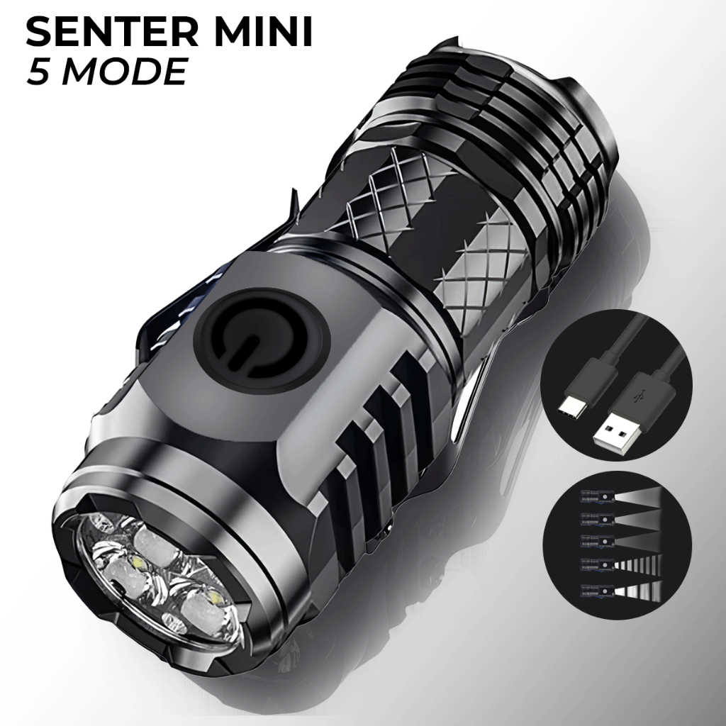 Jual Senter cas Mini Li-lon 5 Mode LED High Power Waterproof Senter-F ...