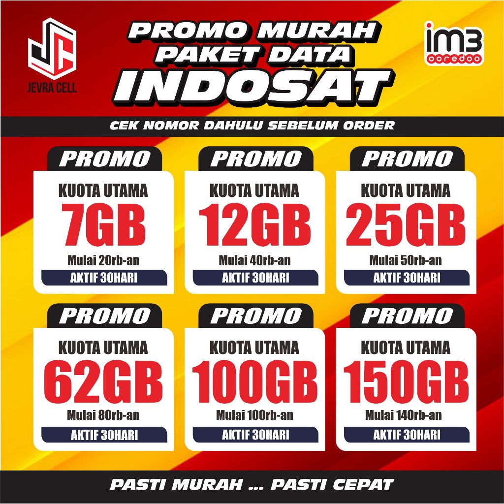Jual (HOT PROMO) PROSES CEPAT PAKET DATA INDOSAT KUOTA UNLIMITED FULL ...