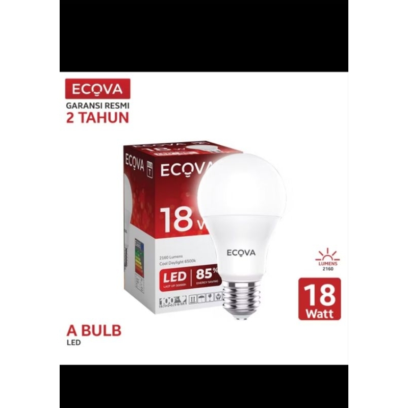Jual LAMPU LED BULB ECOVA A 18W WARNA PUTIH MURAH | Shopee Indonesia
