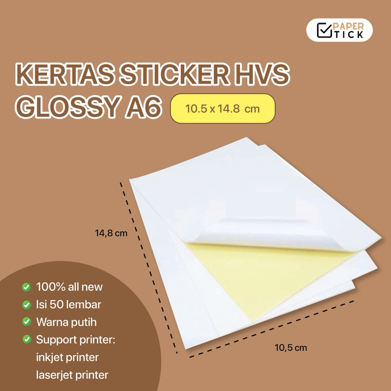 Jual Kertas Stiker HVS A6 Olshop Kertas Resi 10.5cm x 14.8cm isi 50 ...