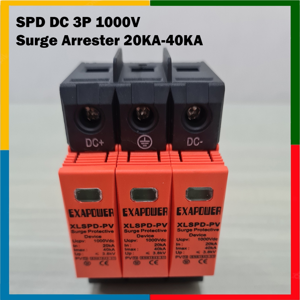 Jual SPD DC 3P 1000V Surge Arrester 20KA-40KA Anti Petir Surge ...