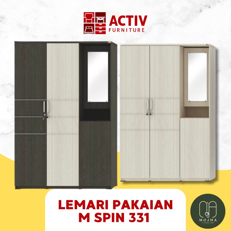 Jual LEMARI PAKAIAN 3 PINTU ACTIV LPM SPIN 331 || CERMIN RIAS GANTUNGAN MINIMALIS (SUDAH DIRAKIT ...