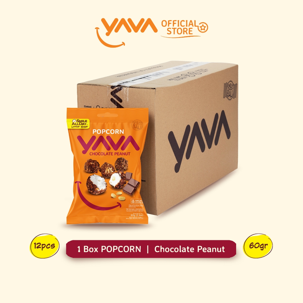Jual YAVA Carton Pack Popcorn Chocolate Peanut ( 12 x 60g ) | Shopee ...