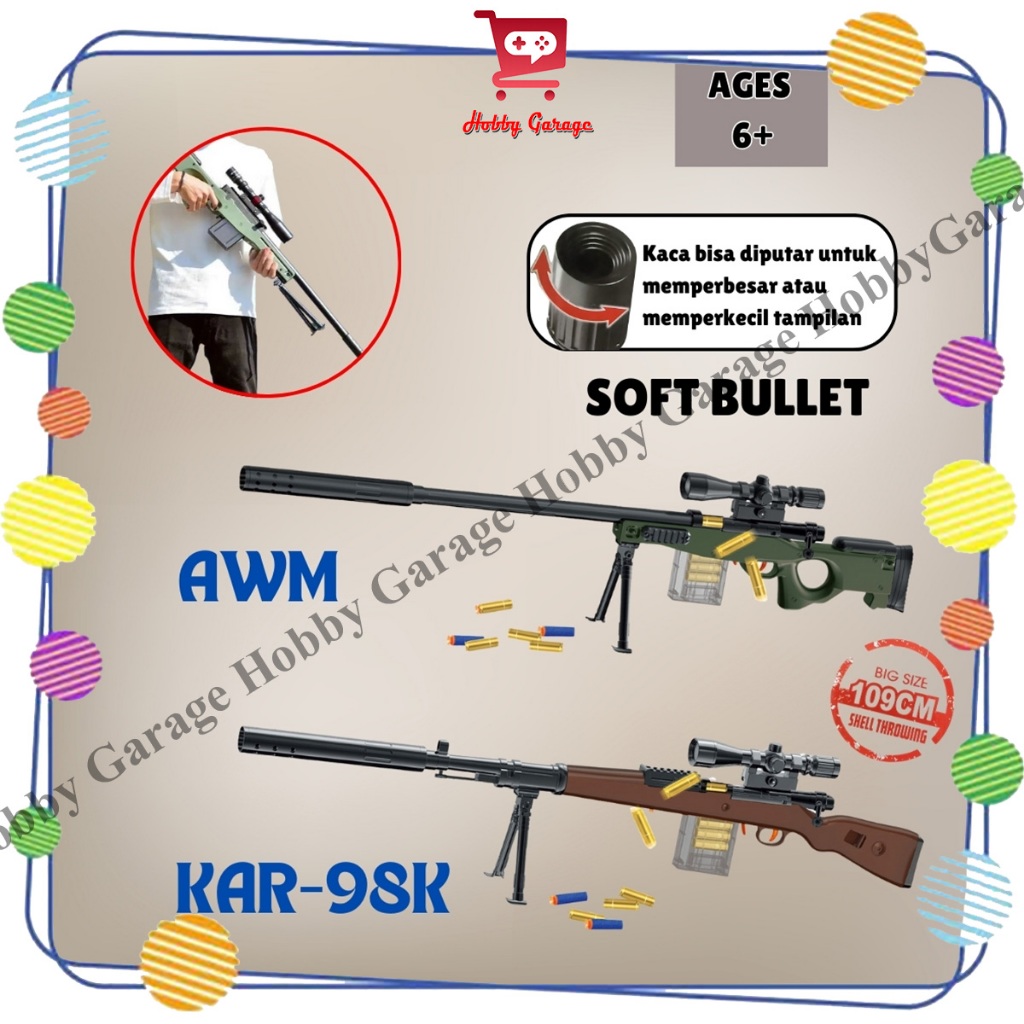 Jual Mainan Tembakan Anak AWM KAR-98 Soft Bullet AWP KAR98 Sniper Peluru Busa Gun PUBG | Shopee ...