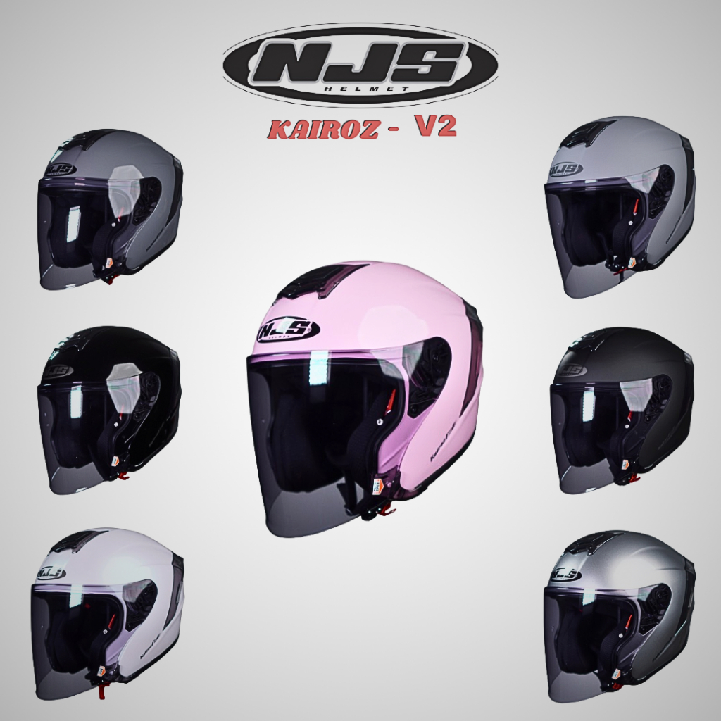 Jual HELM NJS NJS KAIROZ V2 HALF FACE SOLID ORIGINAL / HELM HALF FACE ...