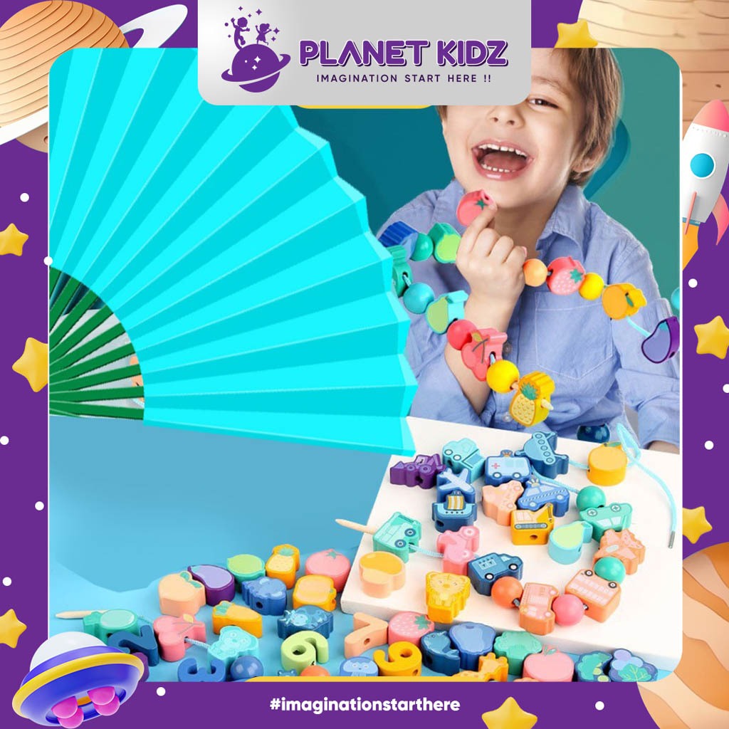 Jual PLANETKIDZ FK38 mainan kayu edukasi anak 3D meronce alfabet angka ...