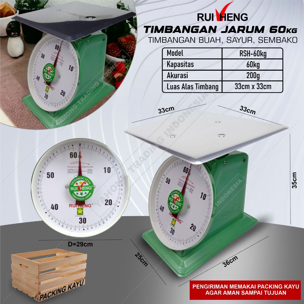 Jual Timbangan Jarum Manual 60kg Timbangan Pasar Buah Sayur RUIHENG | Shopee Indonesia